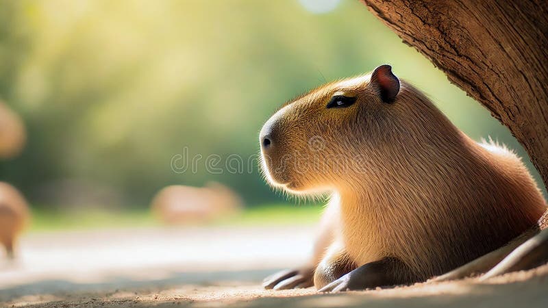 Capybara Lounging in the Shade of a Tree during a Bright Summer Day ...