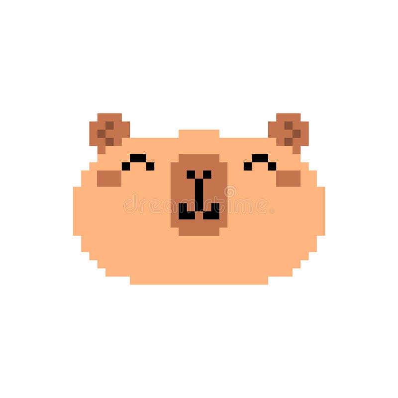 Capybara Pixel Art. 8 Bit Capybara Face Stock Vector - Illustration of ...