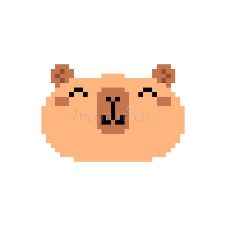 Capybara Pixel Art. 8 Bit Capybara Face Stock Vector - Illustration of ...