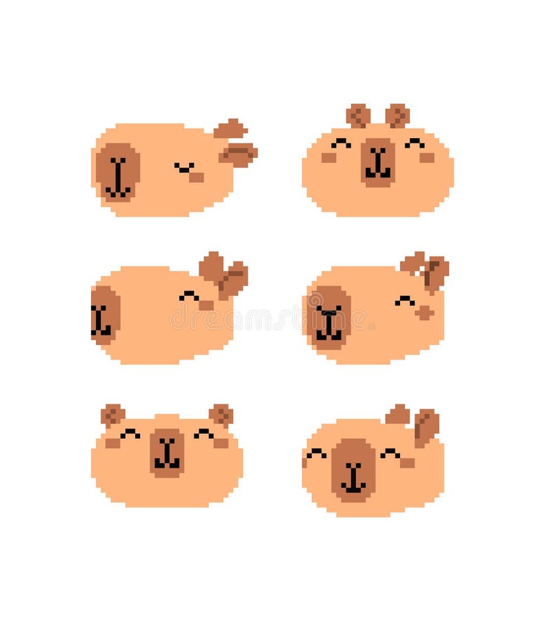 Capybara Pixel Art. 8 Bit Guinea Pig Stock Vector - Illustration of ...