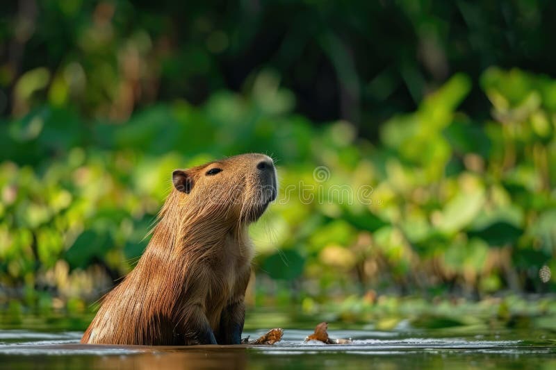 Capybara in the River. Wildlife Scene from Nature Stock Image - Image ...