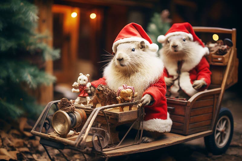 Capybara in a Santa Suit, Christmas Setting Stock Photo - Image of ...