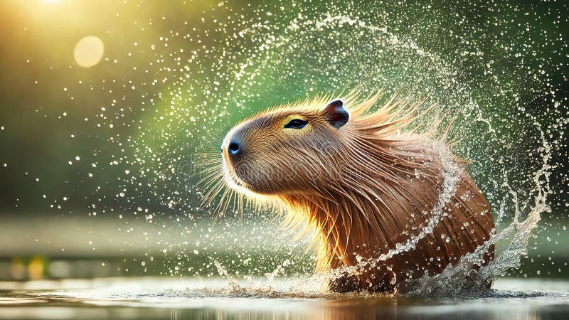 Capybara Shaking Off Water, Capturing the Dynamic Motion Stock ...