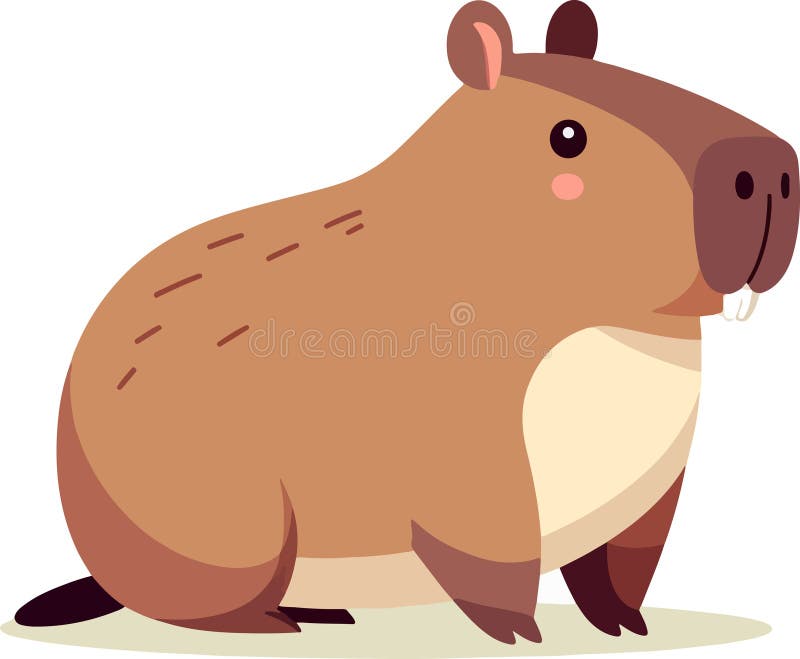 Capybara in Side Profile View. Flat Vector Illustration Isolated on ...