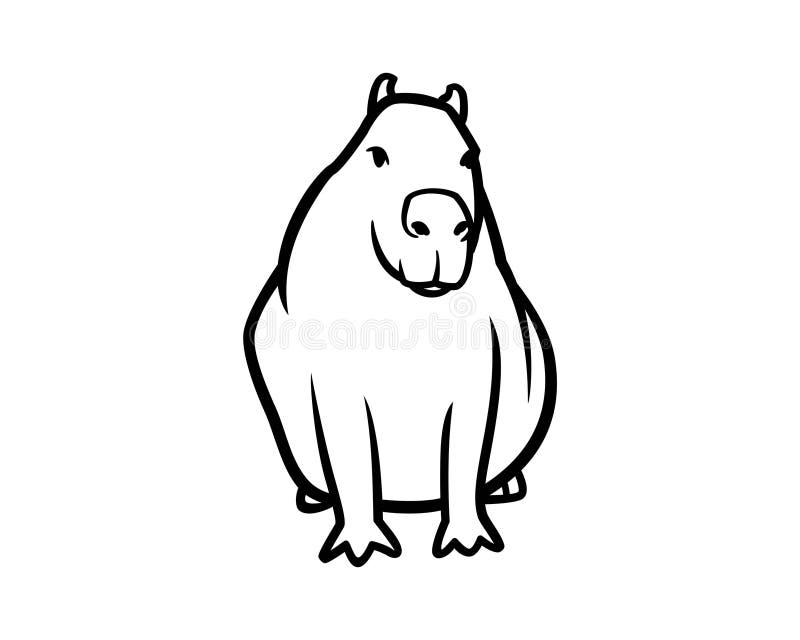 Capybara Sits Upright Front View Illustration Visualized with ...
