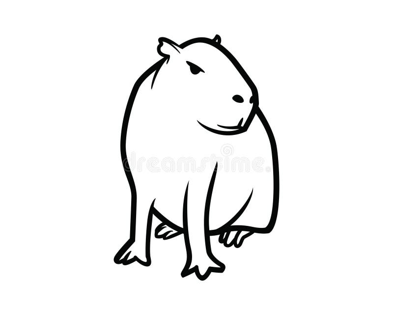 Capybara Sits Upright Side View Illustration Visualized with Silhouette ...