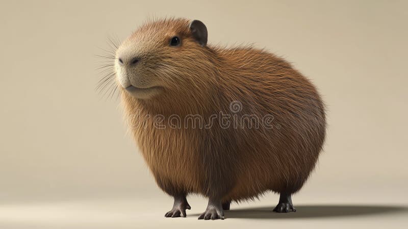 Capybara Standing on a Plain Surface Showcasing Its Large Body and ...