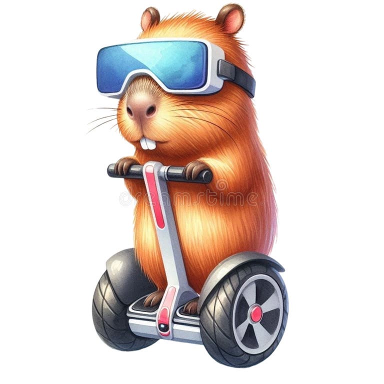 Capybara Standing on a Segway Stock Vector - Illustration of drawing ...