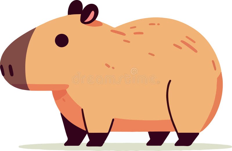 Capybara Standing in Side Profile View. Flat Vector Illustration ...