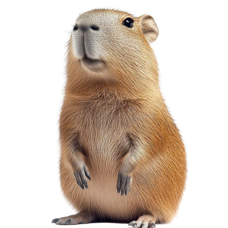 Capybara Standing Upright, Isolated on White. Adorable Rodent in a ...