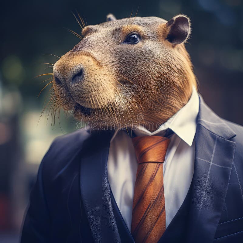 Capybara in suit and tie stock illustration. Illustration of suit ...