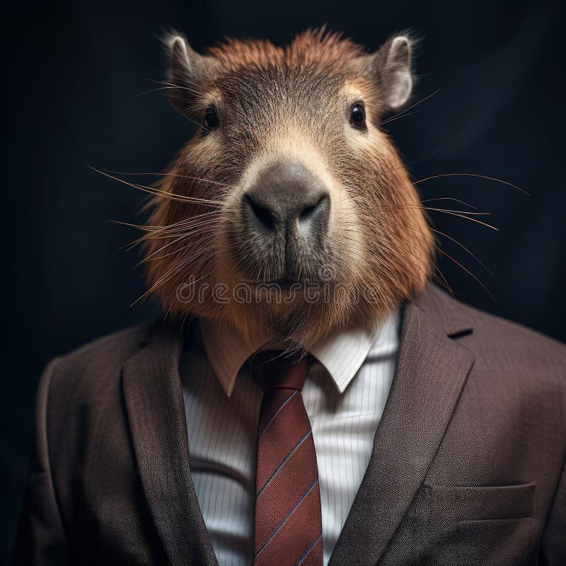 Capybara in suit and tie stock photo. Image of design - 299423840