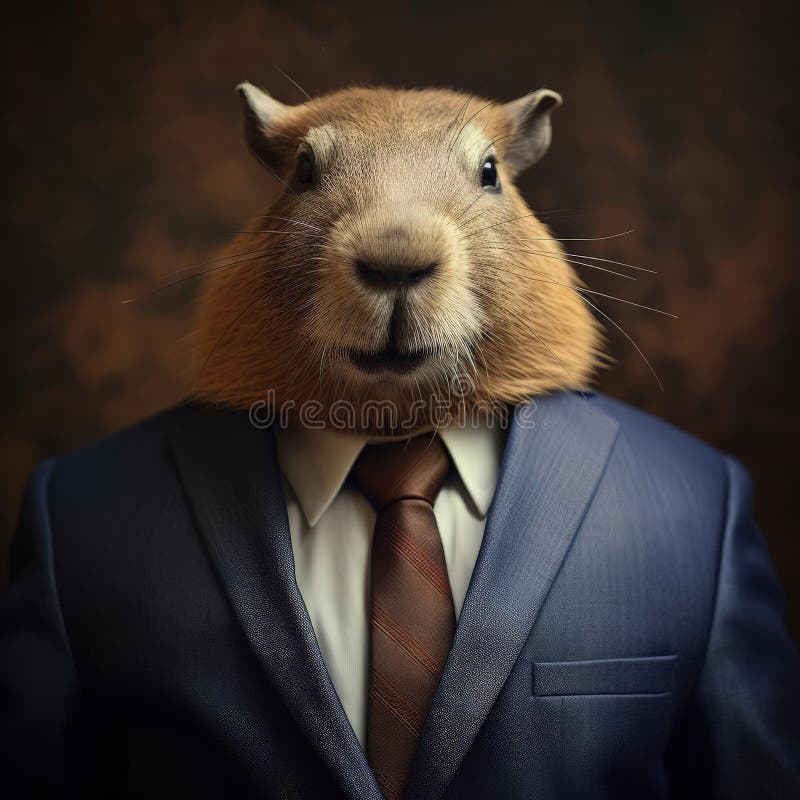 Capybara in suit and tie stock illustration. Illustration of sticker ...
