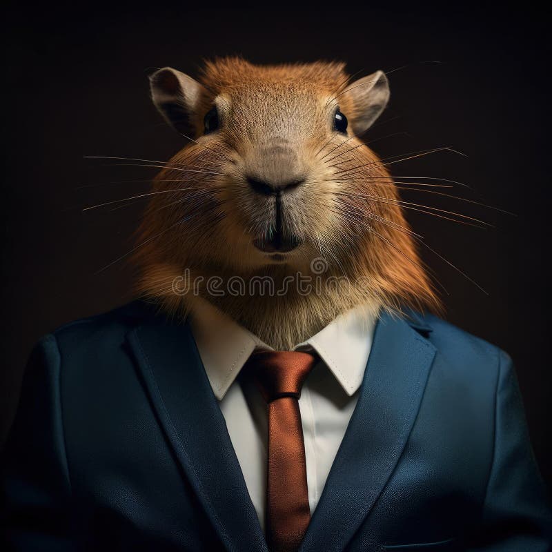 Capybara in suit and tie stock illustration. Illustration of suit ...