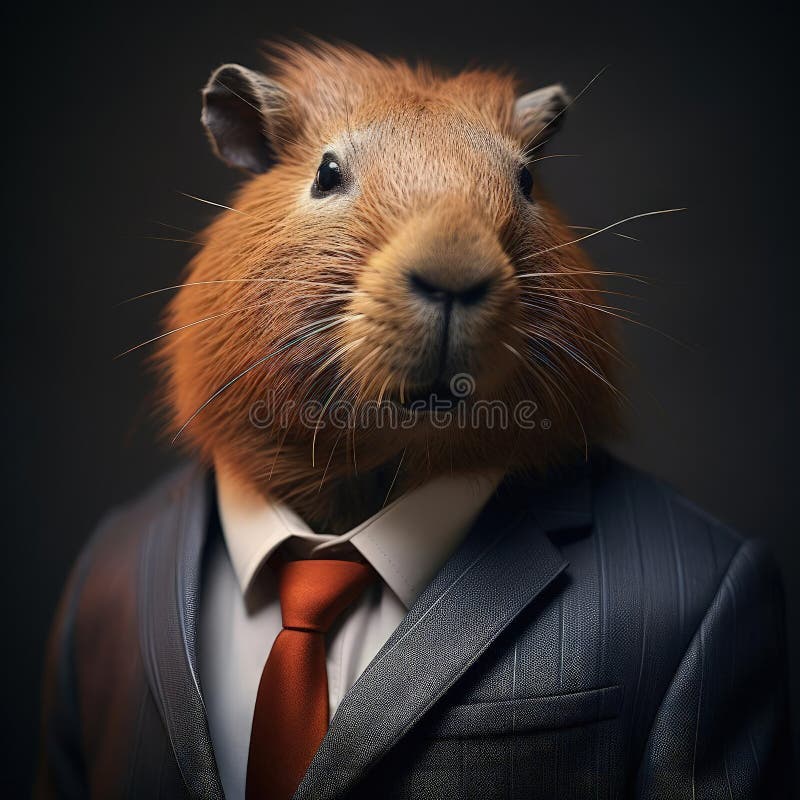 Capybara in suit and tie stock image. Image of natural - 299944471