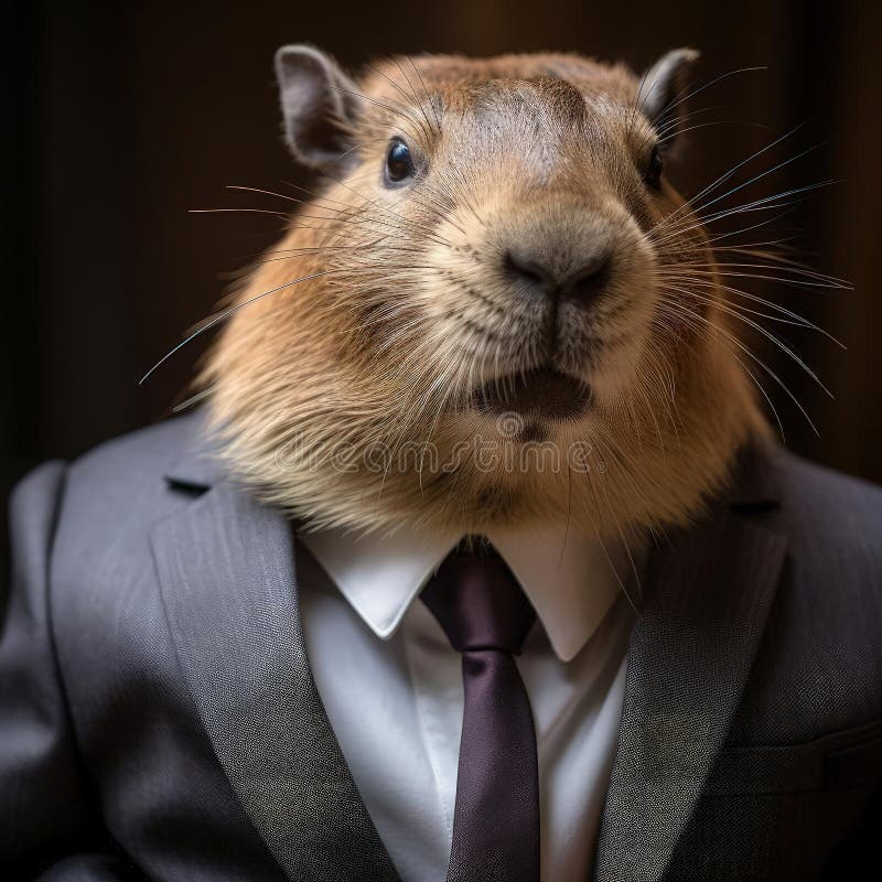 Capybara in suit and tie stock image. Image of apparel - 299946871