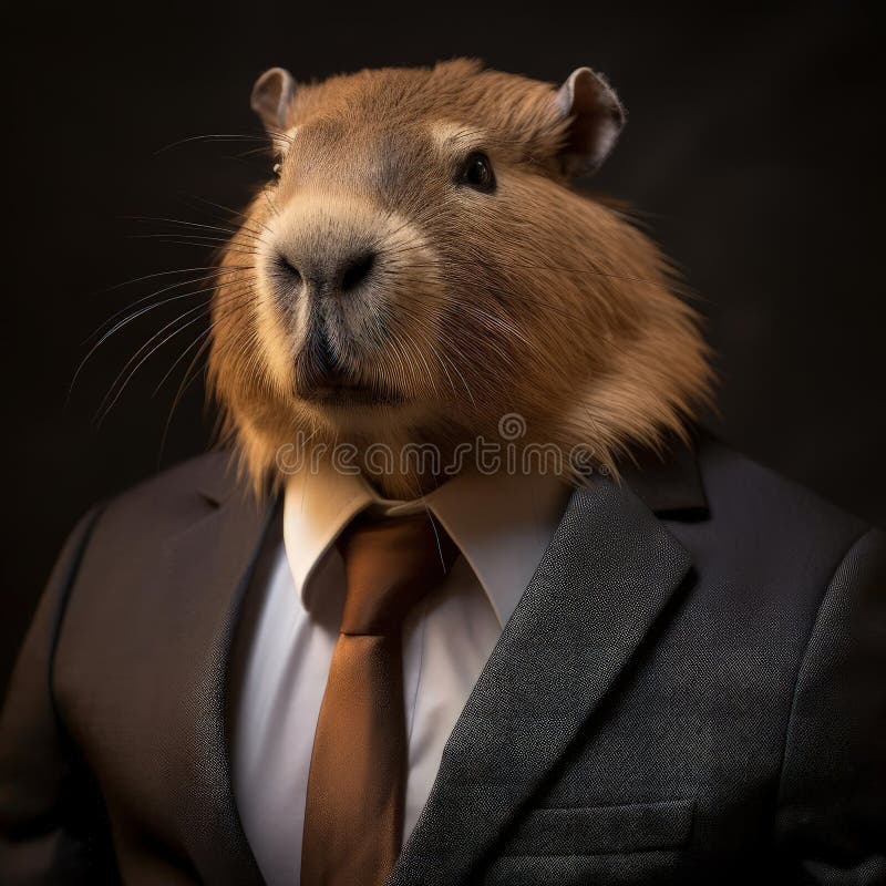 Capybara in suit and tie stock illustration. Illustration of design ...