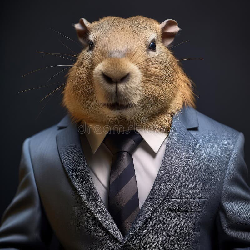 Capybara in suit and tie stock illustration. Illustration of generated ...
