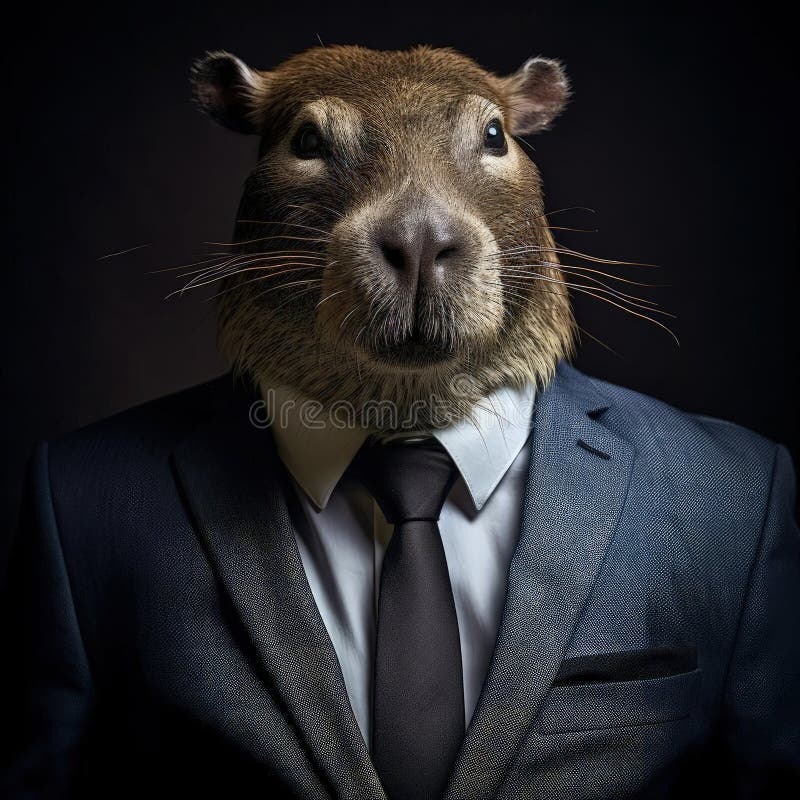 Capybara in suit and tie stock illustration. Illustration of generated ...