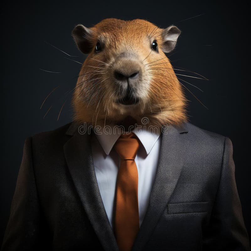 Capybara in suit and tie stock illustration. Illustration of funny ...