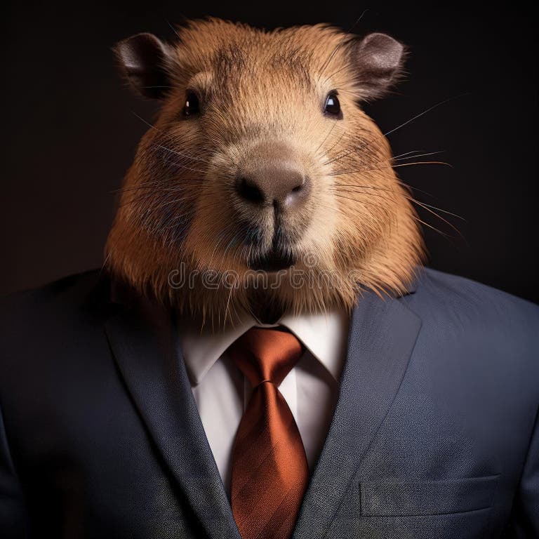 Capybara in suit and tie stock image. Image of cartoon - 298618781
