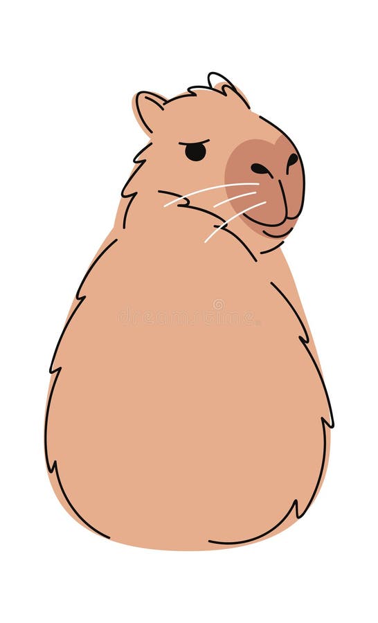 Capybara Turning Backside Hand Drawn Stock Vector - Illustration of ...