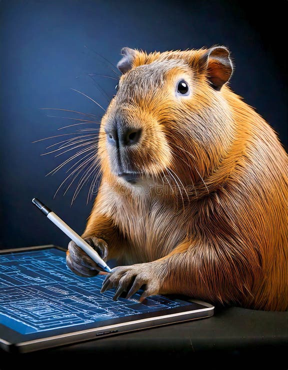 Capybara Using Digital Pen and Tablet To AI Software To Generate Images ...