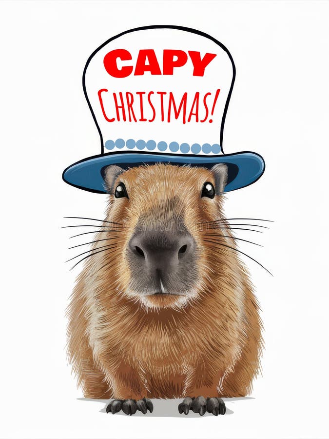 Capybara Wearing Festive Hat with Capy Christmas Message Stock Photo ...