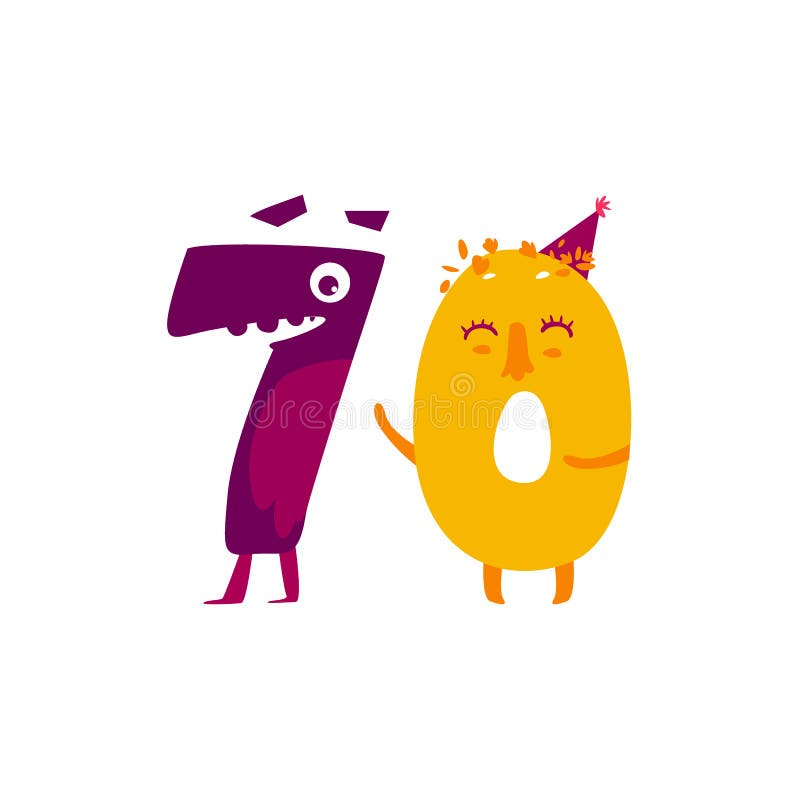 Carácter Animallike Lindo Número Setenta 70 Del Vector Ilustración del ...
