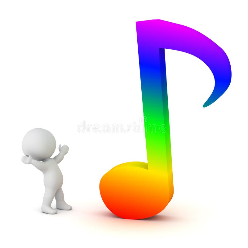 Carácter 3D Y Nota Musical Grande Stock de ilustración - Ilustración de ...