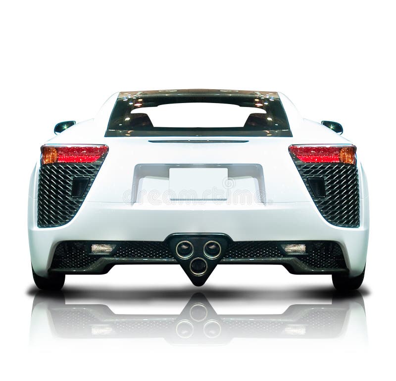 Rear View of White Supercar Stock Photo - Image of fast, shape: 6941856