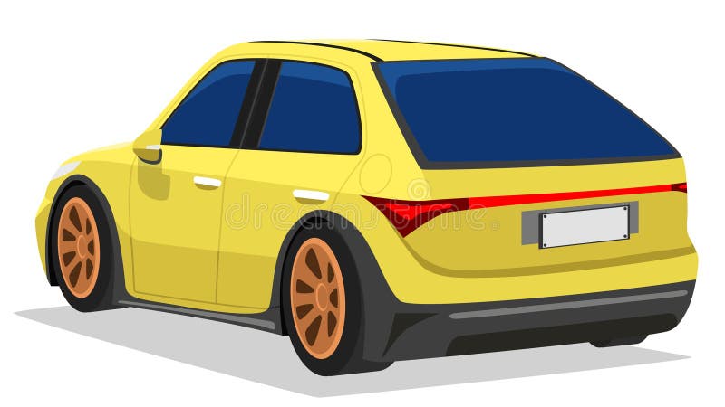 Perspective Rear Side To Front View of Yellow Sedan Car. Stock Vector ...