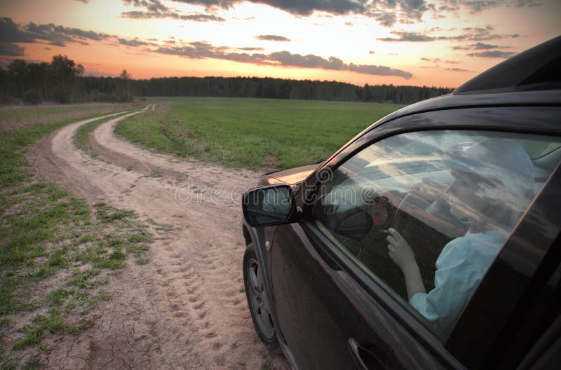 Car stock photo. Image of summer, road, driver, field - 9312968