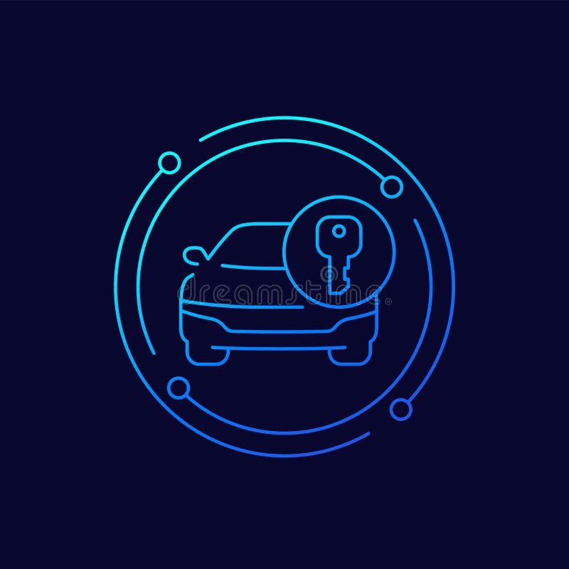 Car Access Icon with a Key, Linear Design Stock Vector - Illustration ...