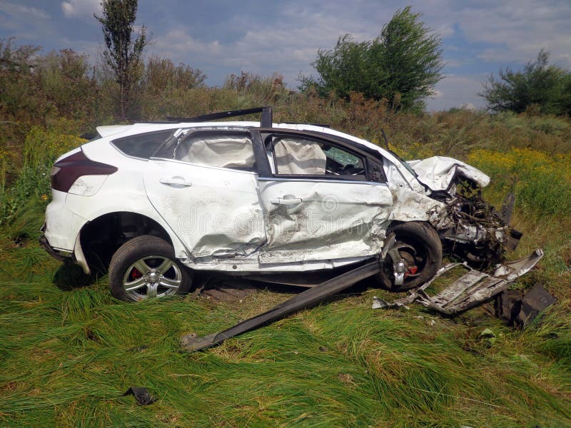 Car Accident. Broken Car with Crash Windshield Stock Photo - Image of ...