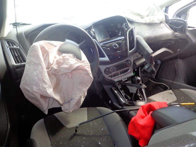 Car Accident. Broken Car Inside. Crash Windshield Stock Photo - Image ...