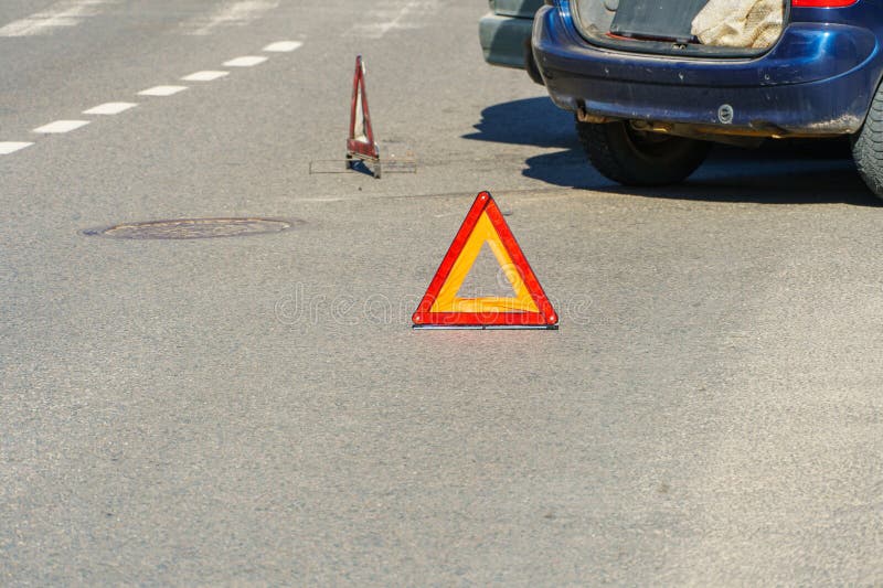 Car Accident. a Broken-down Passenger Car is on the Road after an ...