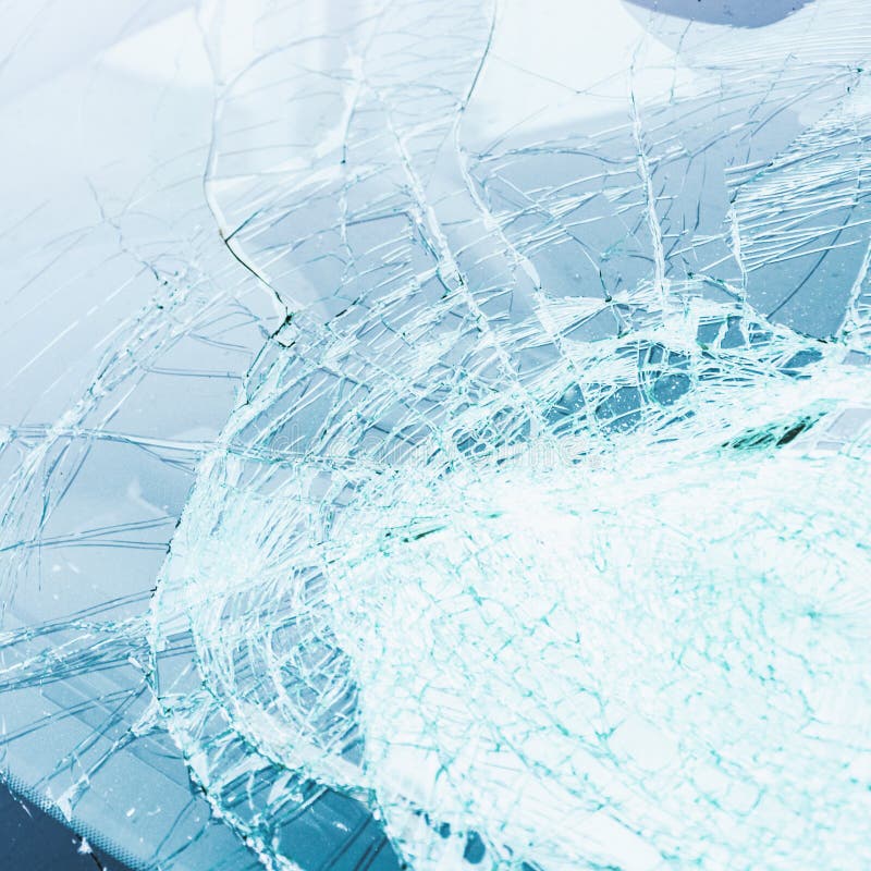 Car Accident Broken Glass Front Window Square Stock Image - Image of ...