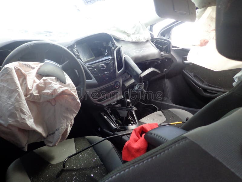 Car Accident. Broken Car Inside. Crash Windshield Stock Image - Image ...