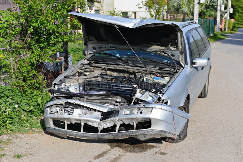 Battered Car in Highway Accident Editorial Photography - Image of ...