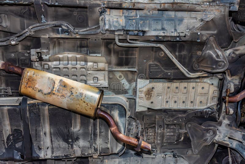 Car Accident Damage: Close-up of Vehicle Underside Texture Stock Image ...