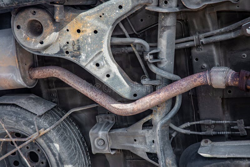 Car Accident Damage: Close-up of Vehicle Underside Texture Stock Photo ...