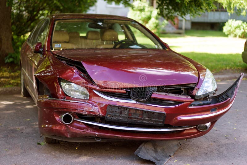Car Accident Damaged Car on Parking Stock Photo - Image of claim ...