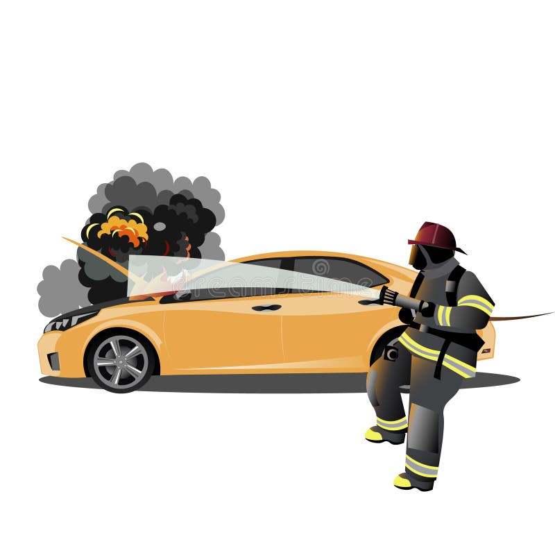 Car accident. Fireman stock vector. Illustration of collision - 105860580