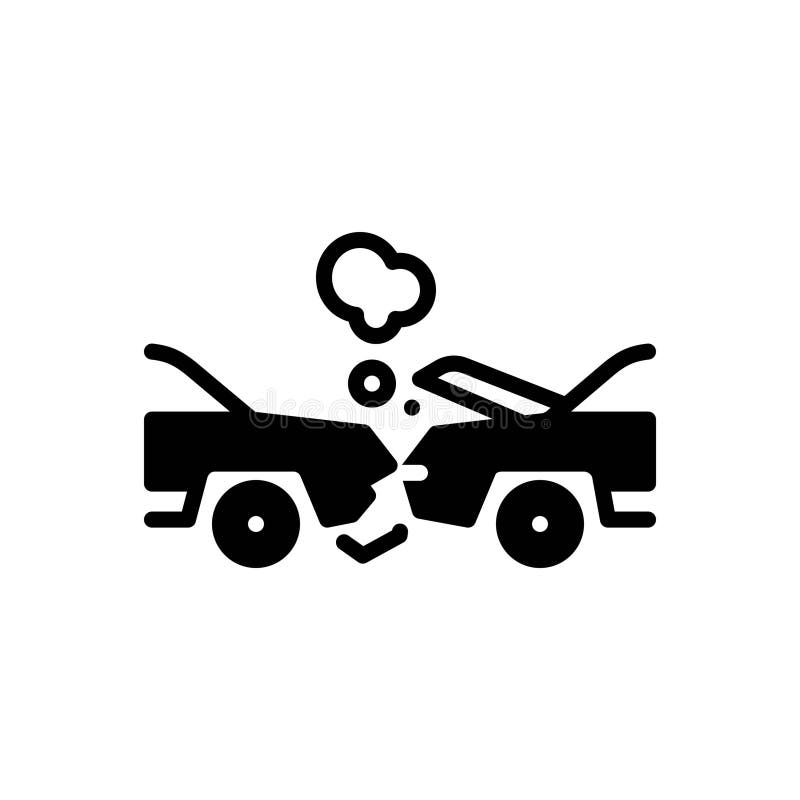 Black Solid Icon for Car Accident, Car and Crash Stock Illustration ...