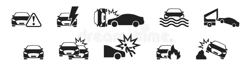 Car Accident Icon Set. Vector Isolated Illustration Stock Illustration ...