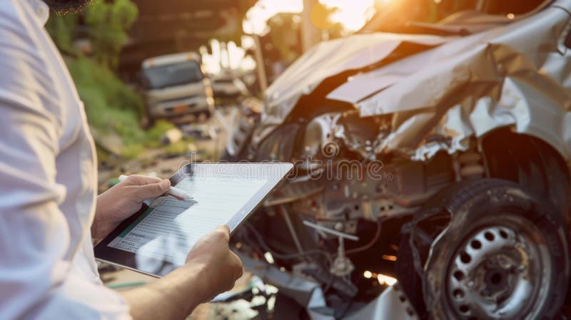 The Car Accident Inspection.AI Generated Image Stock Image - Image of ...