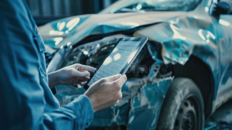 The Car Accident Inspection.AI Generated Image Stock Image - Image of ...