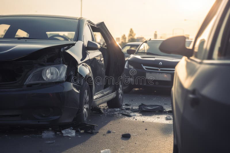 A Car Accident Involving Multiple Vehicles Causing Damage. Damaged ...
