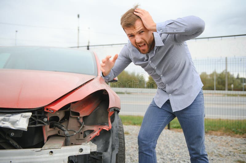 Car Accident. Man after Car Accident Stock Image - Image of ...